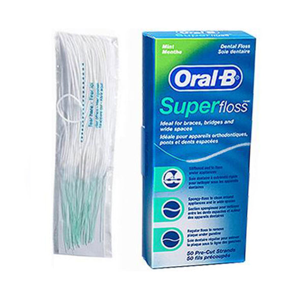Oral-B Super Floss Mint Dental Floss Pre-Cut Strands 50 ea (Pack of 6 ...